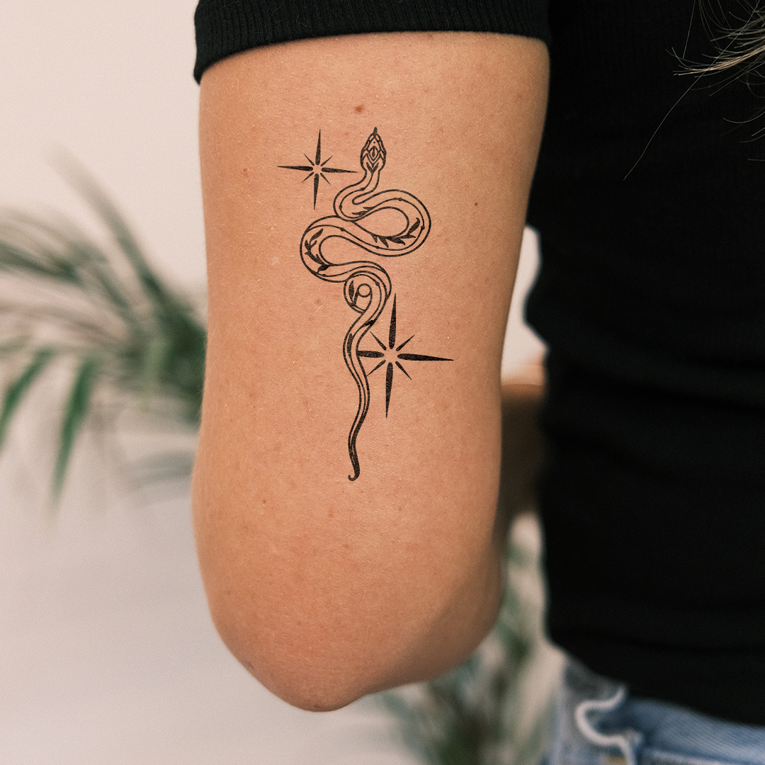 Slang met Ornamenten | 2 Weken Tijdelijke Tatoeage | Inkster